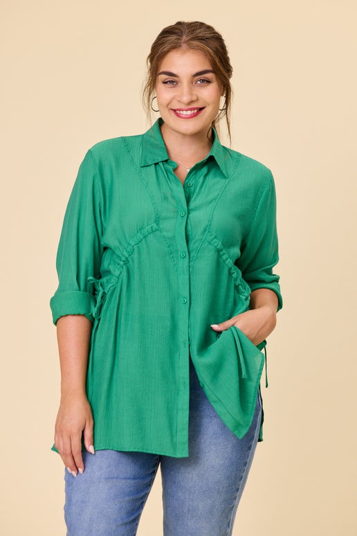 Side Gather L/s Shirt in EMERALD | TOPS / Shirts
