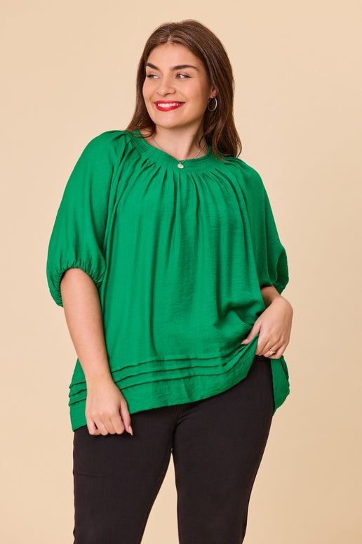 Tuck Detail Shell Top in EMERALD | TOPS / Casual