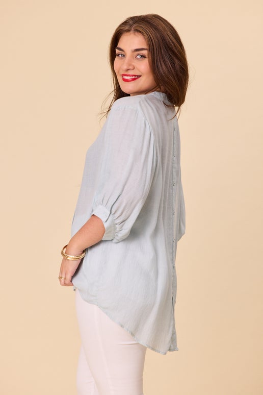 Vintage Rayon Button Back Shirt in ICYBLUE | TOPS / Shirts